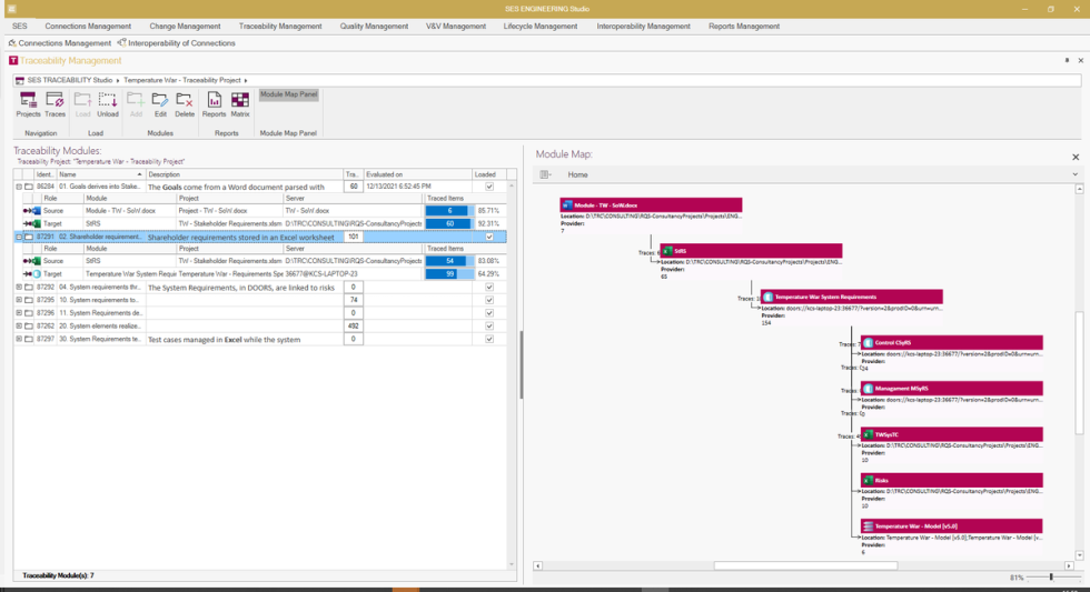 TRACEABILITY Management - traces among engineering items